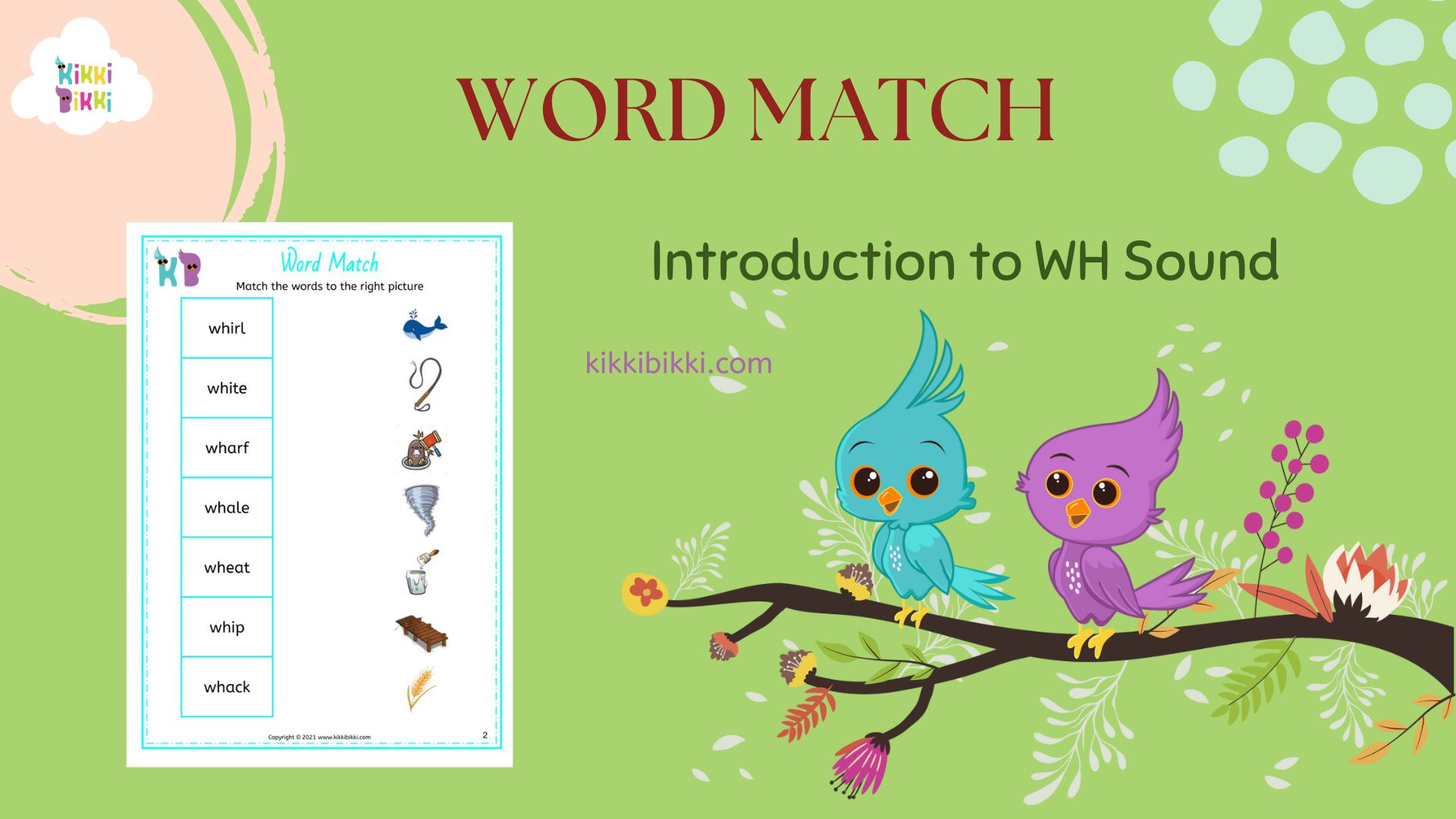 Phonics Adventure: WH Sound Word Match Worksheet