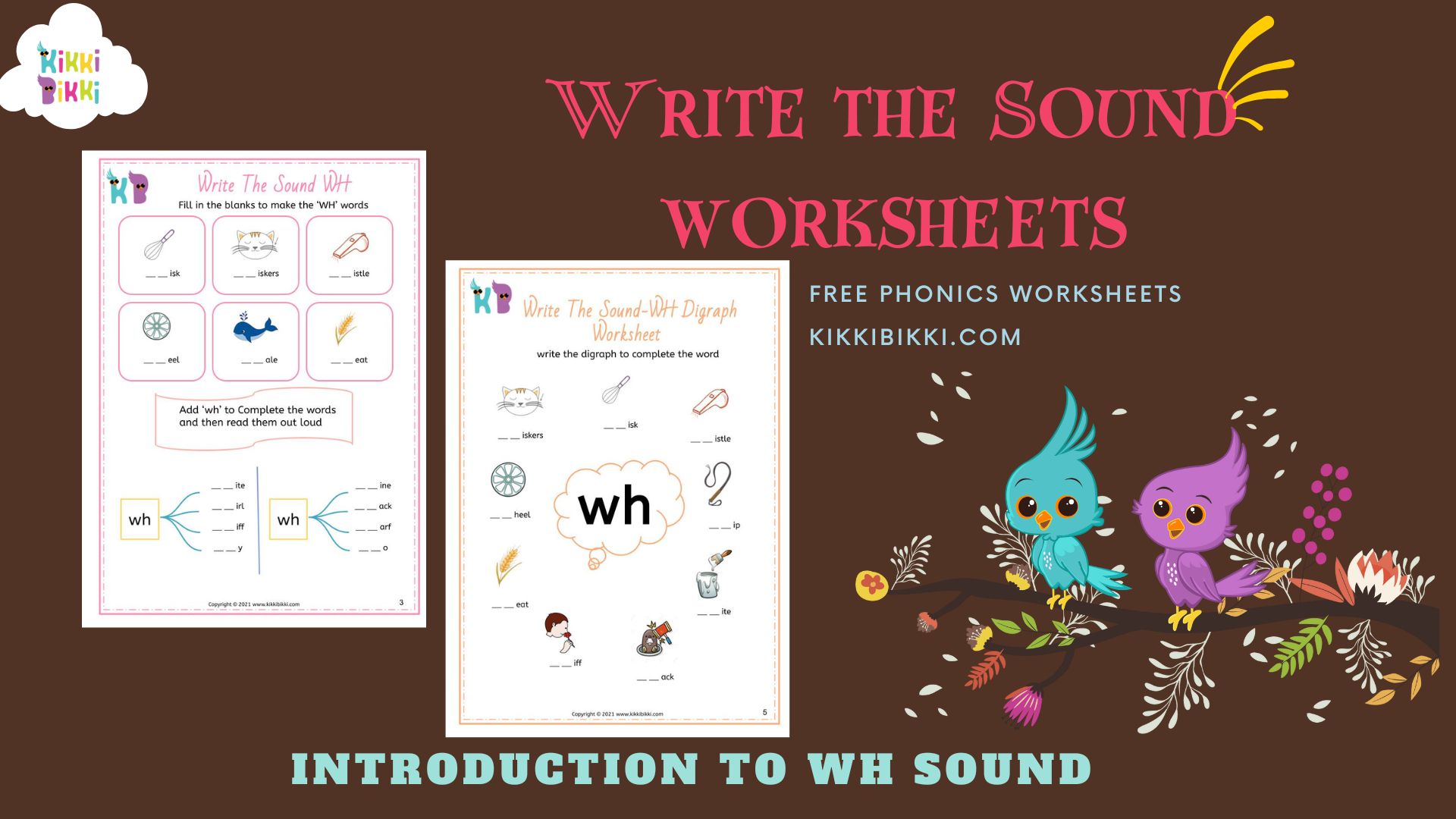 WH Sounds: Free Write the Sound Worksheets for Kindergarten