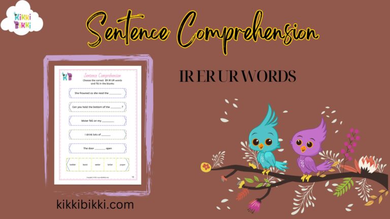 Bossy R Sentence Comprehension worksheets for er, ir, ur words