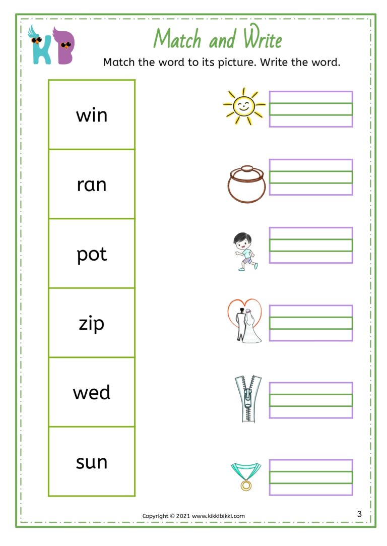 Consolidating CVC Sound Family - Word Match Worksheets
