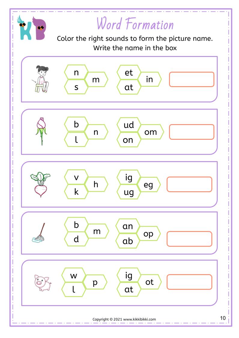 Word Scramble Worksheets for CVC Sound Family