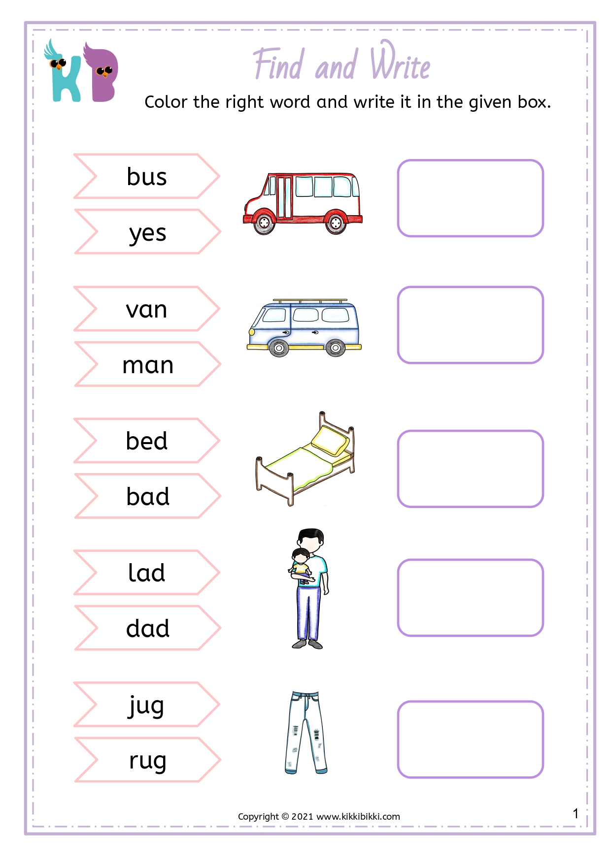 Consolidation of CVC Sound Family - Find and Write Worksheets