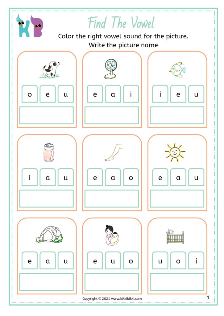 Vowel Fluency Sound Family - Find the Vowel Worksheets