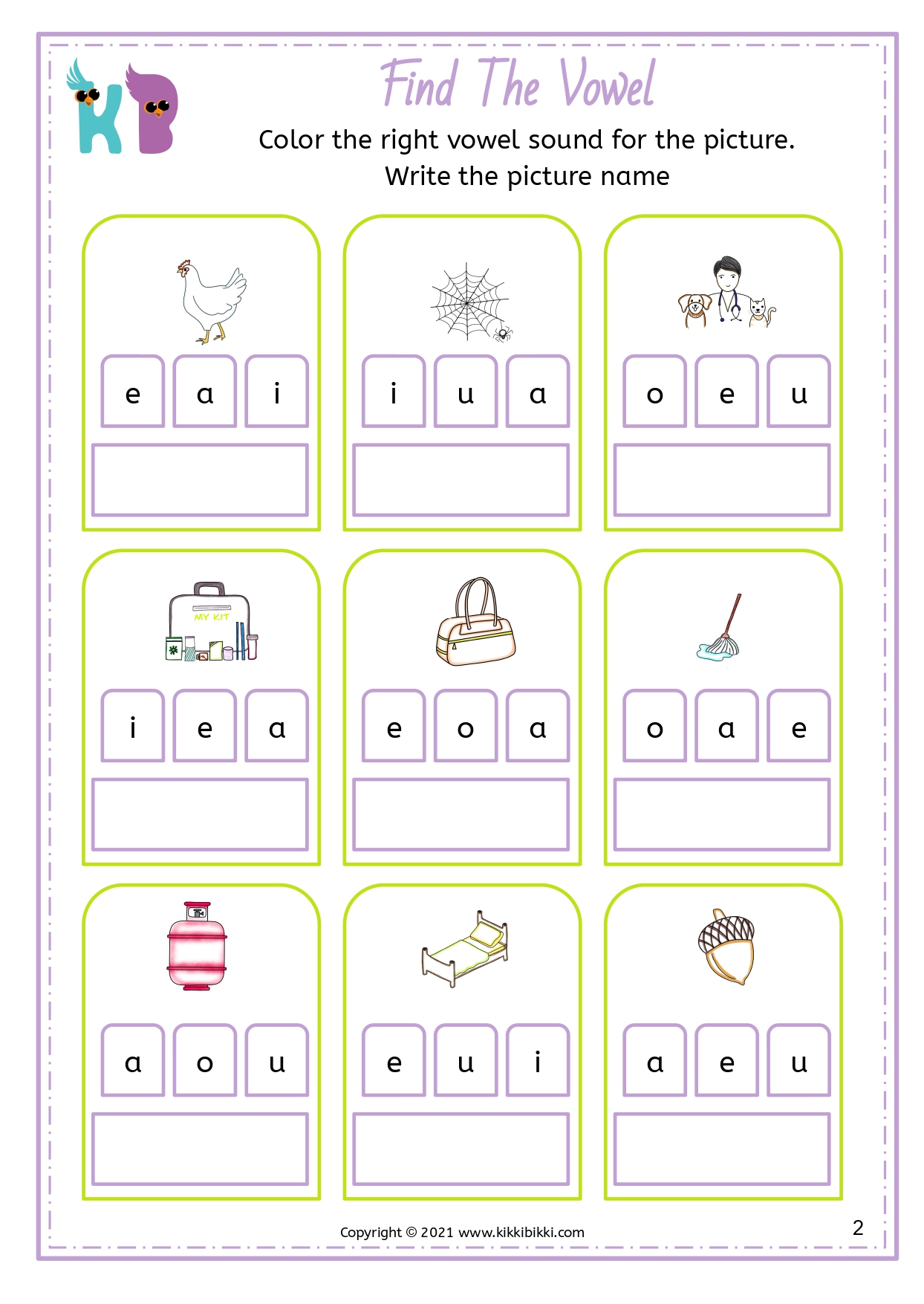Vowel Fluency Sound Family - Find the Vowel Worksheets