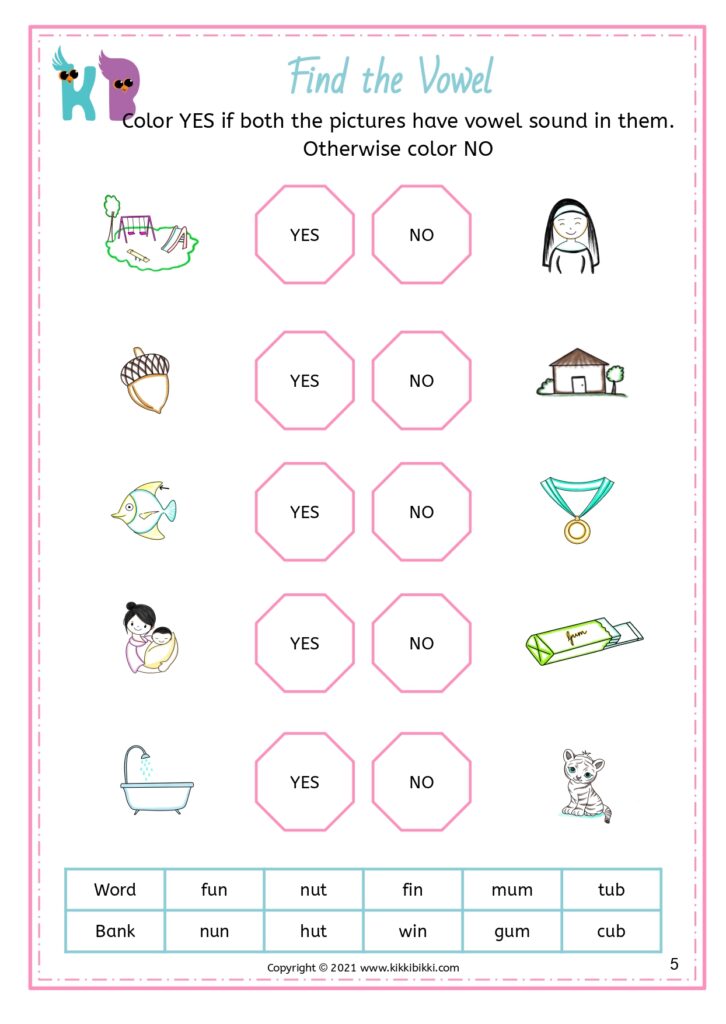 Vowel Fluency Sound Family - Find the Vowel Worksheets