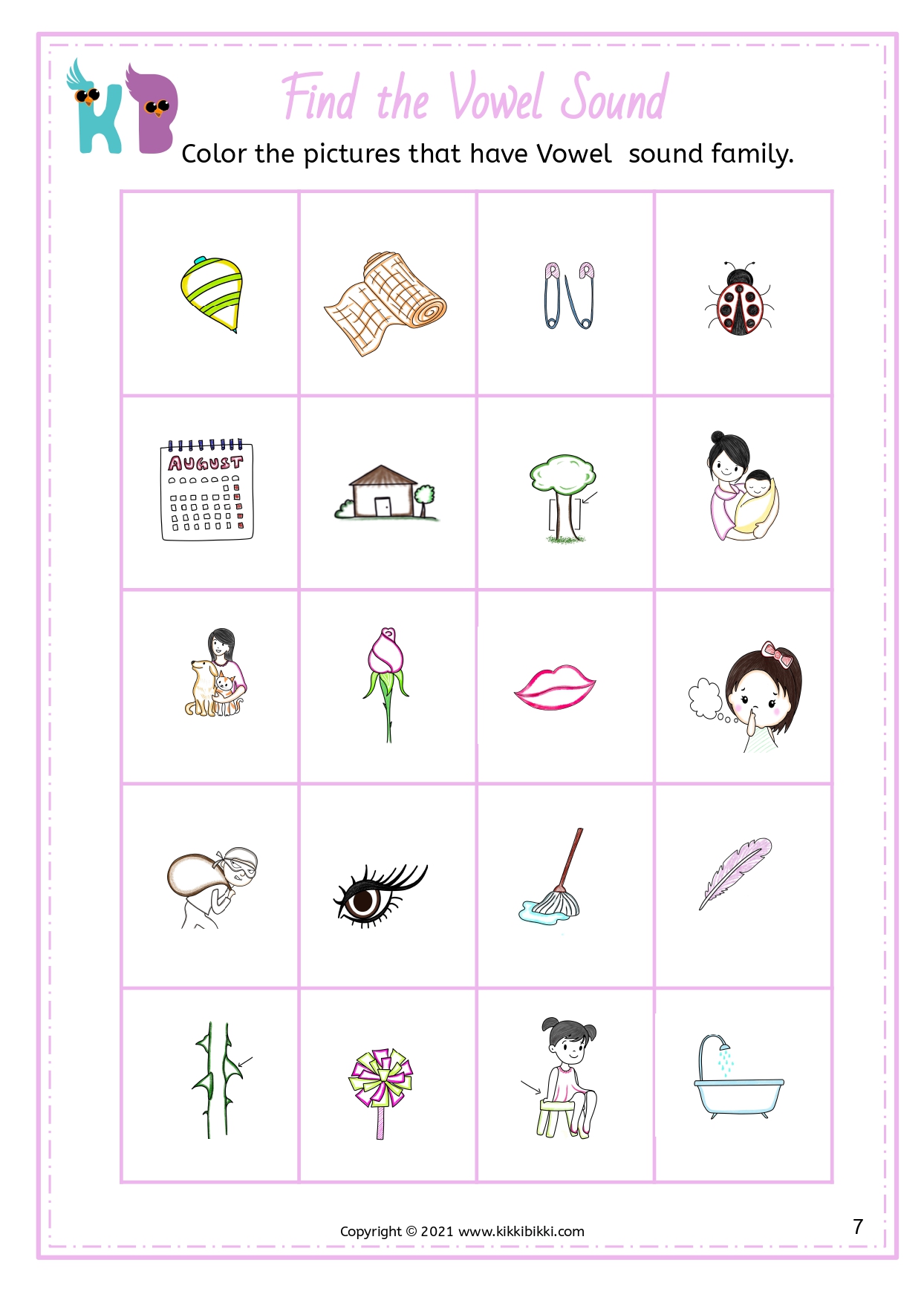 Vowel Fluency Sound Family - Find the Vowel Worksheets