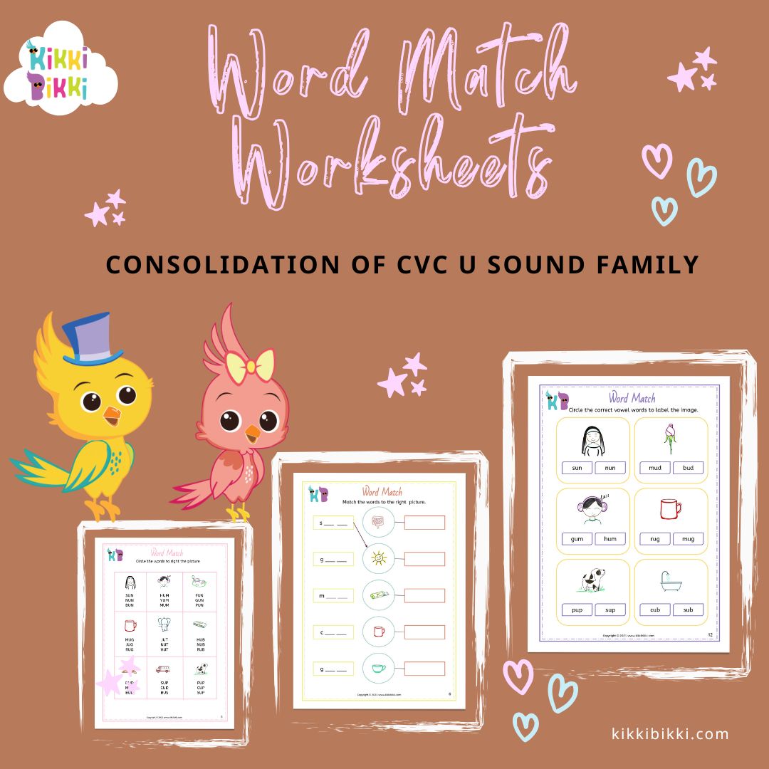 Consolidation of CVC U Sound Family - Word Match Worksheets
