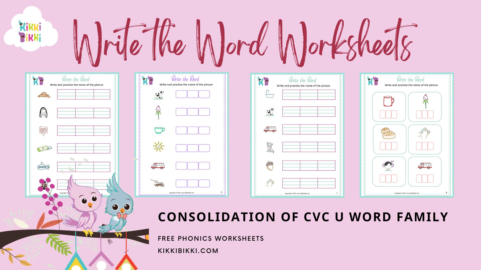 CVC U Sound Exploration: Free Printable Write the Word
