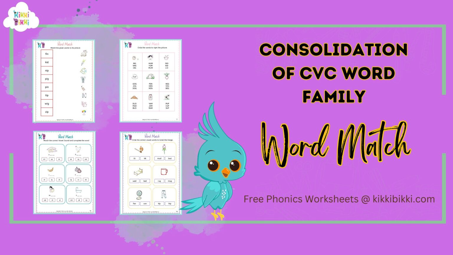 Consolidating CVC Sound Family - Word Match Worksheets