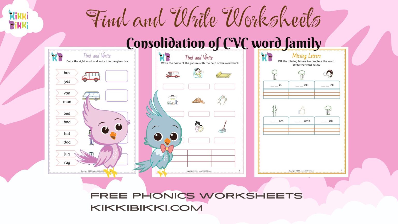 Consolidation of CVC Sound Family - Find and Write Worksheets