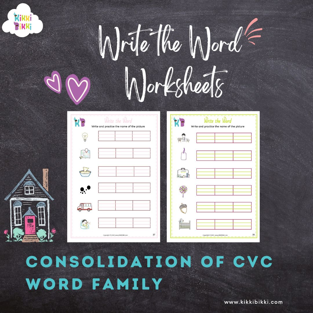 Consolidation of CVC Sound Family - Write the Words Worksheets