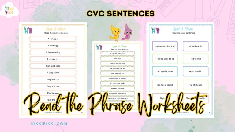 Exploring Phonics: Read a Phrase Worksheets for Kindergarten