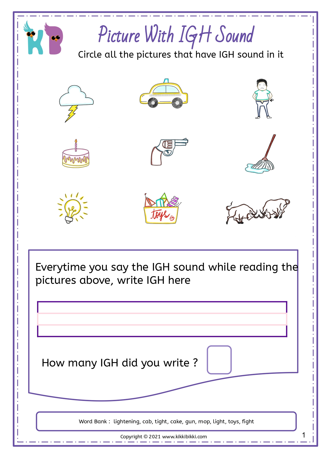 "'igh' Sound: Engaging Worksheets for Kindergarten Learners"
