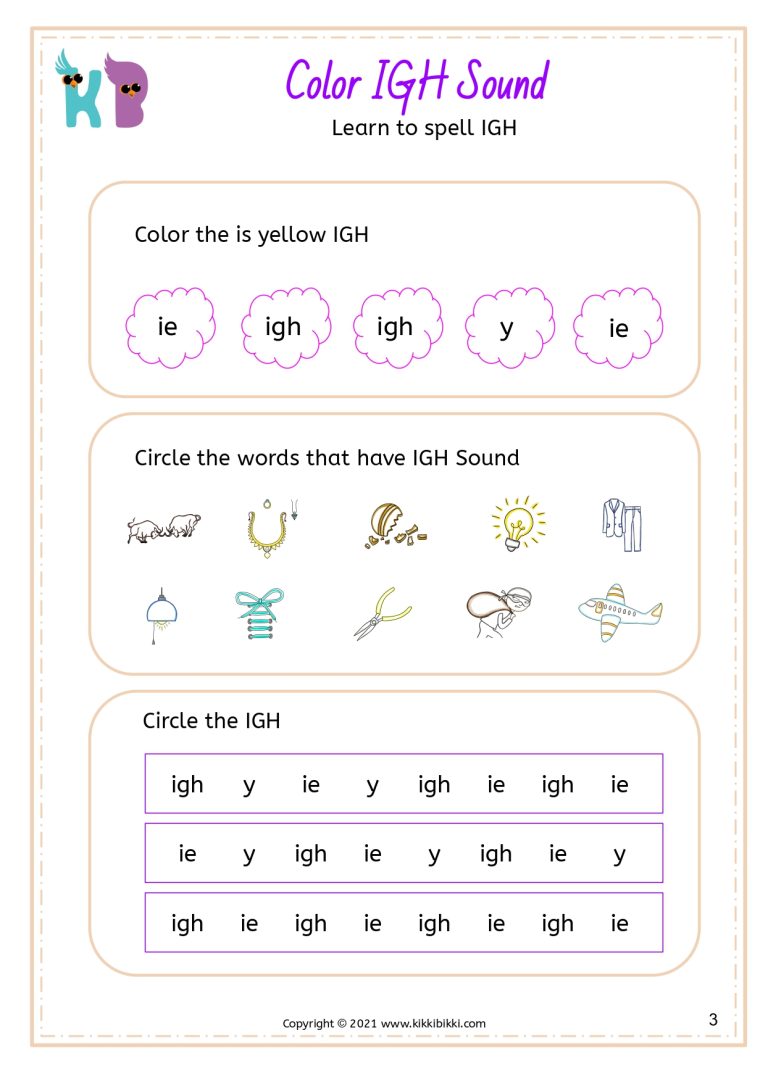 "'igh' Sound: Engaging Worksheets for Kindergarten Learners"