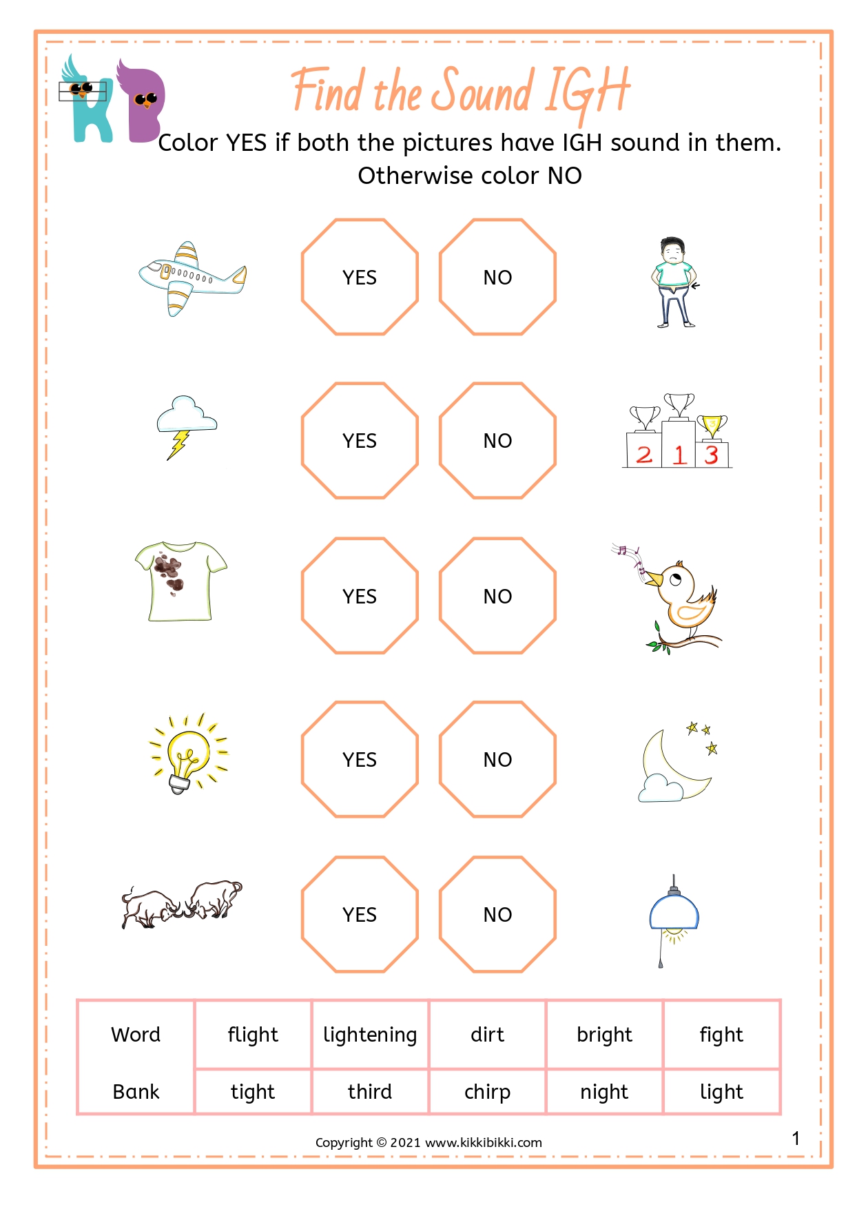 'IGH' Sound: Find the Sound Worksheets for Phonics Fun