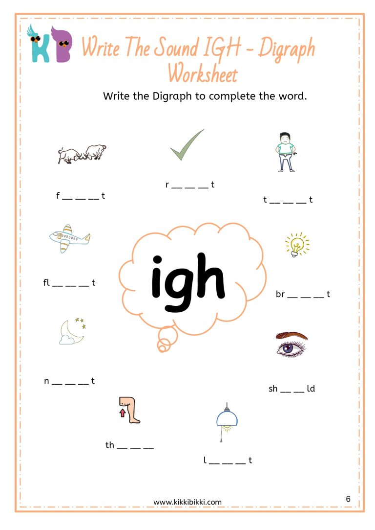 'IGH' Sound: Write the Sound Worksheets for Phonics Practice"