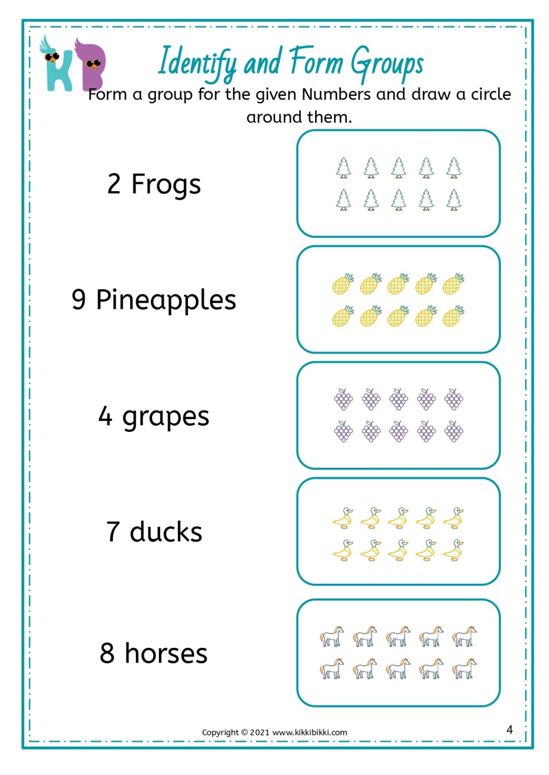 Grouping Numbers: Identify and Form Groups Worksheet