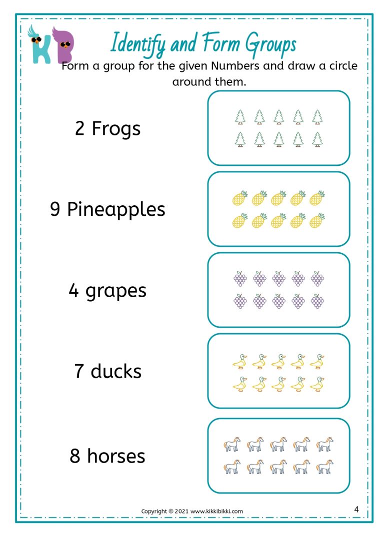 Grouping Numbers: Identify and Form Groups Worksheet