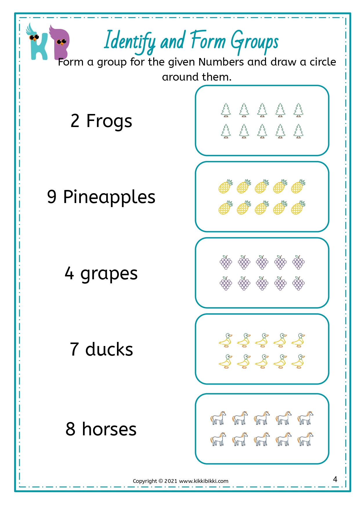 Grouping Numbers: Identify and Form Groups Worksheet