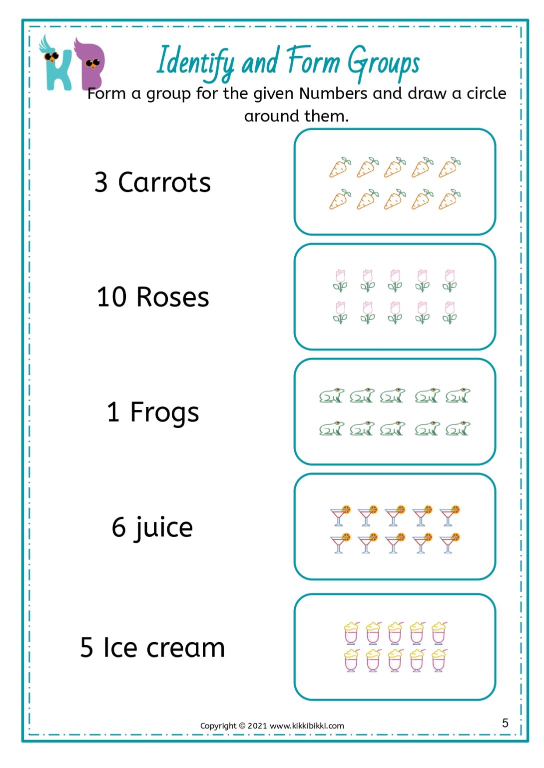 Grouping Numbers: Identify and Form Groups Worksheet