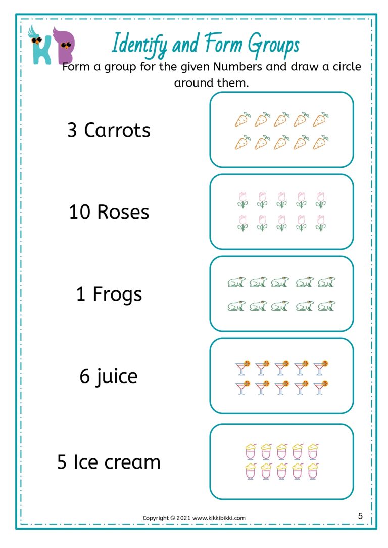 Grouping Numbers: Identify and Form Groups Worksheet