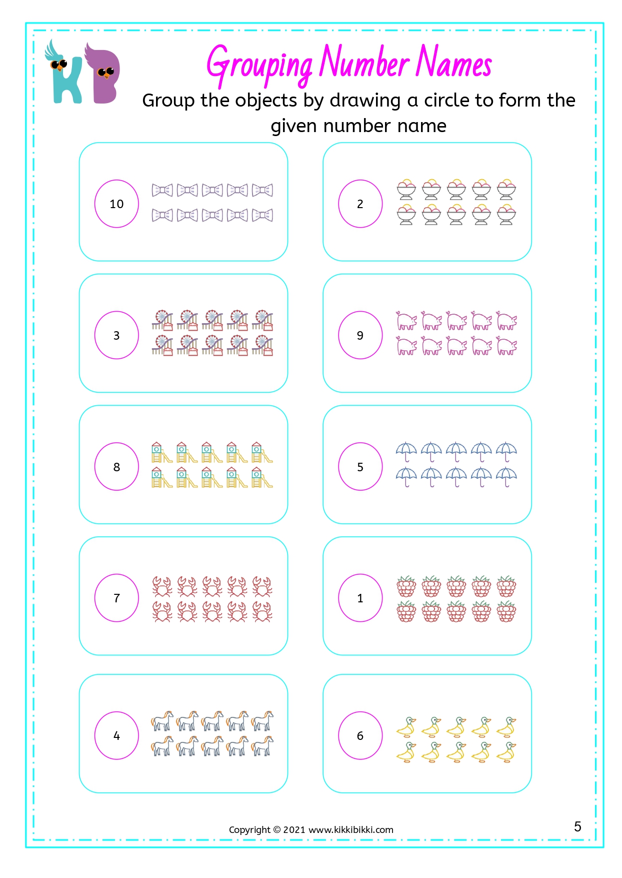 Math Adventure - Number Names and Grouping Activity