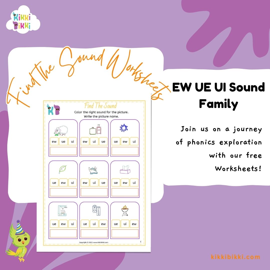 "Interactive Find the Sound Worksheets for EW, UE, UI"