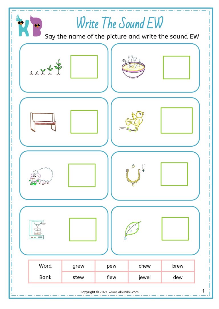 Exploring the EW Sound with Write-the-Sound Worksheets