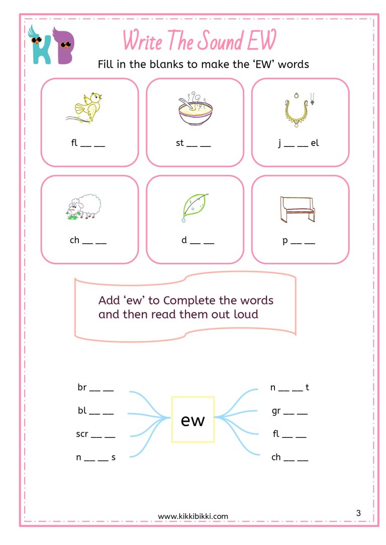Exploring the EW Sound with Write-the-Sound Worksheets