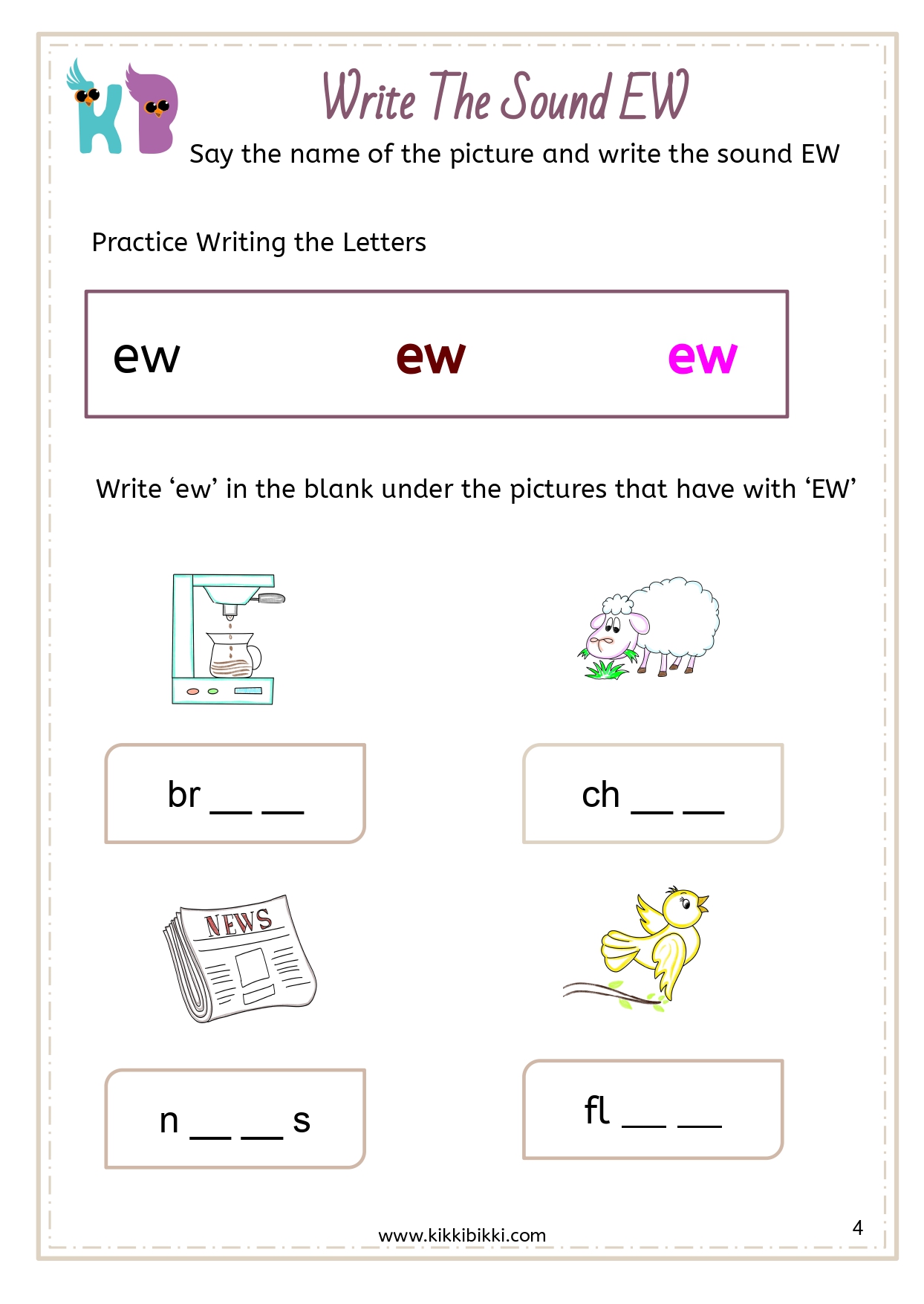 Exploring the EW Sound with Write-the-Sound Worksheets