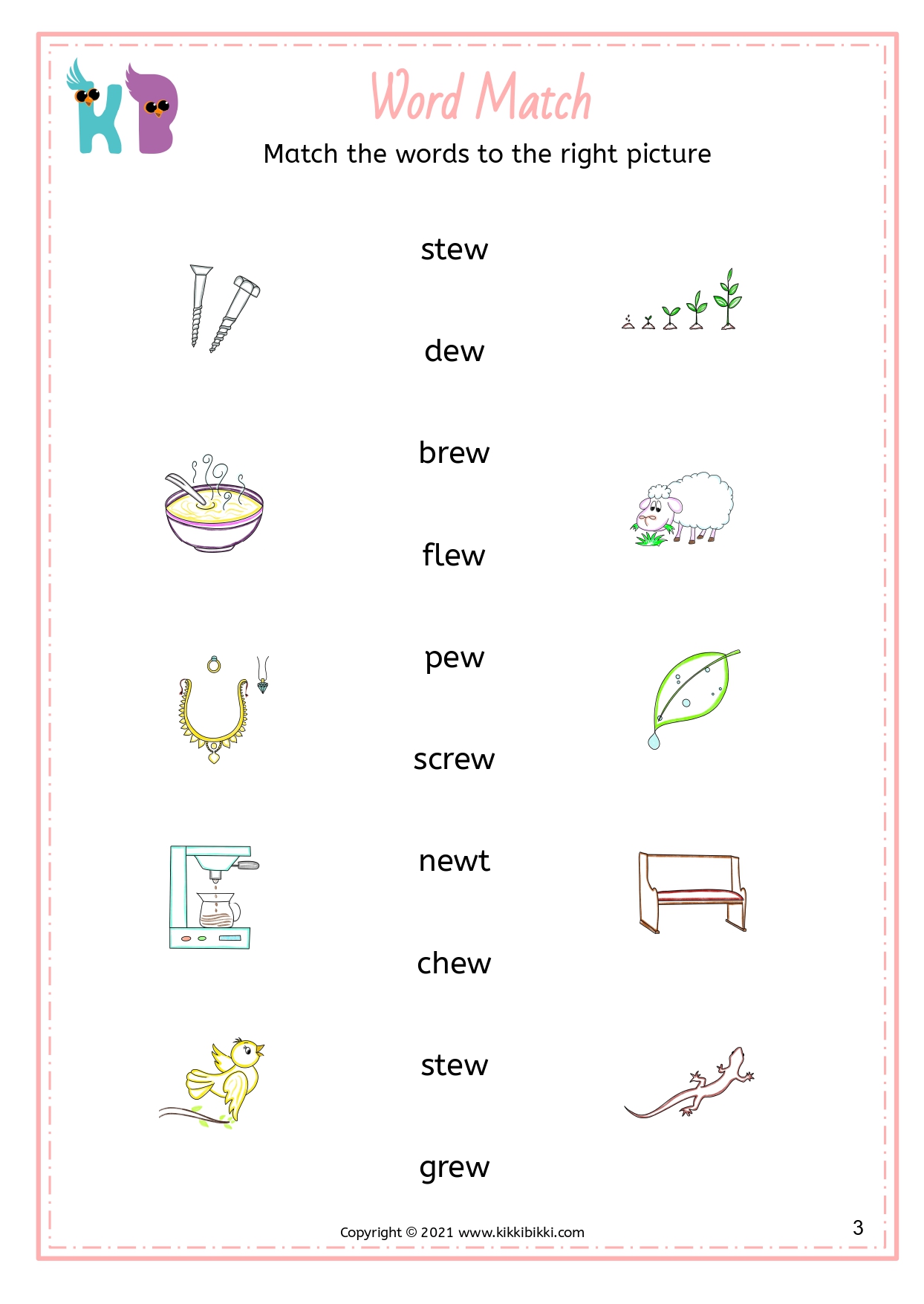 Exploring Vowel Digraphs: EW Sound Worksheets for Kids