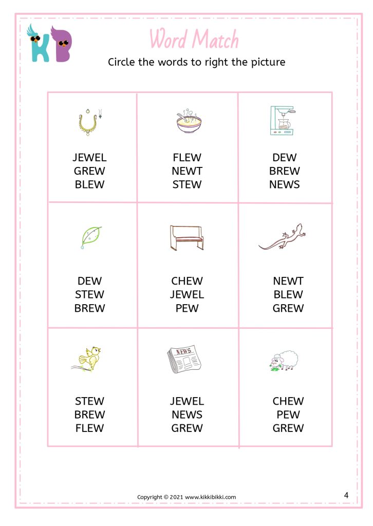 Exploring Vowel Digraphs: EW Sound Worksheets for Kids