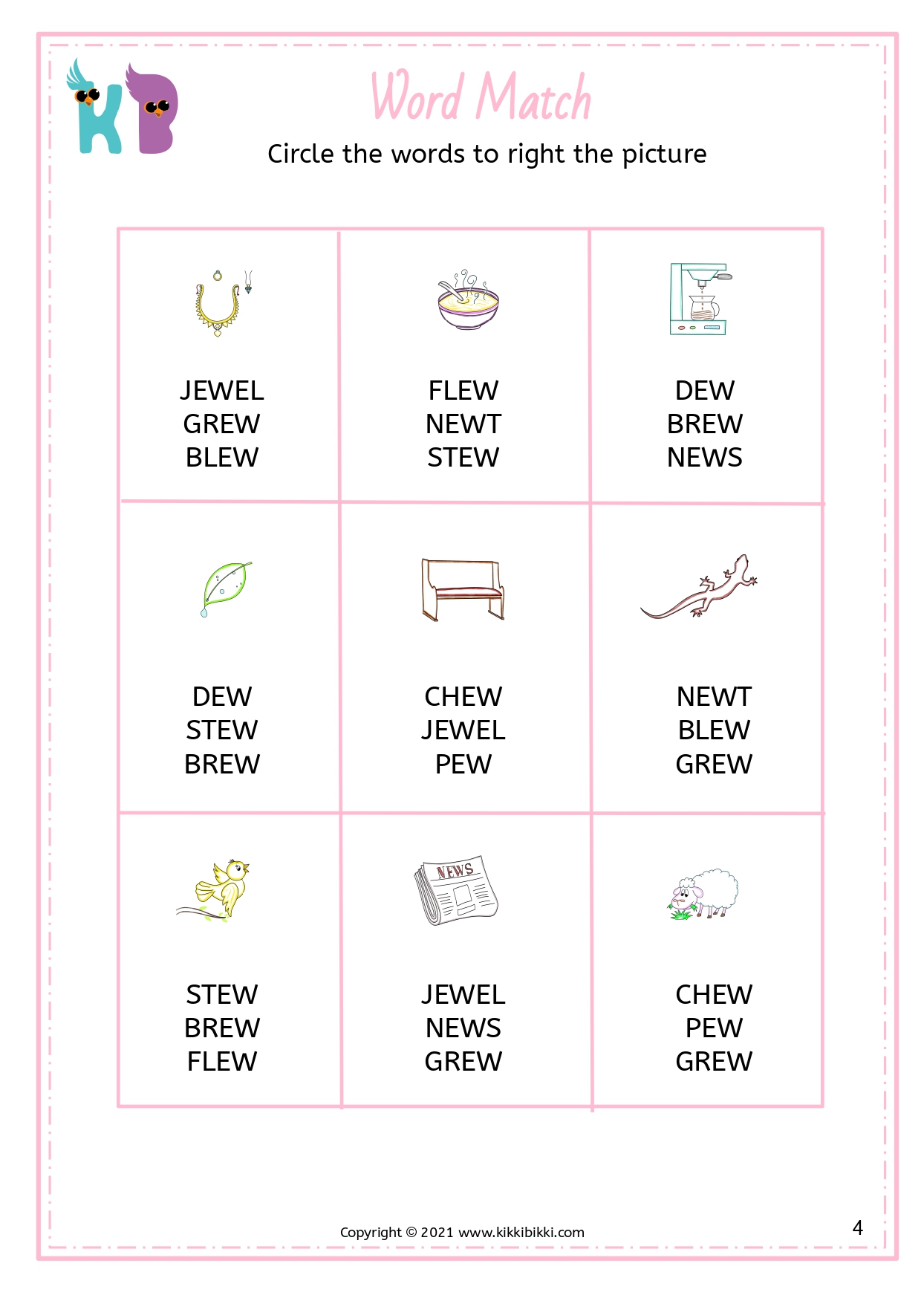 Exploring Vowel Digraphs: EW Sound Worksheets for Kids