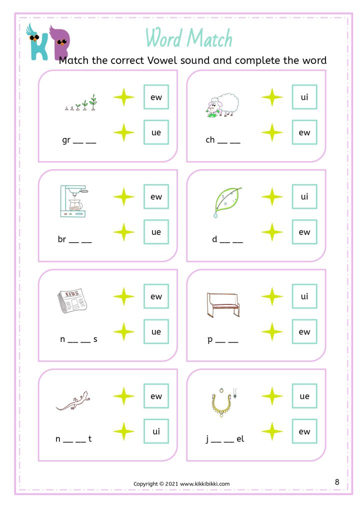 Exploring Vowel Digraphs: EW Sound Worksheets for Kids