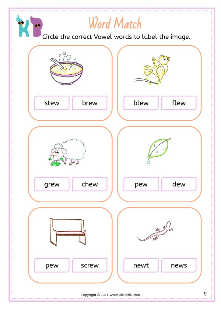 Exploring Vowel Digraphs: EW Sound Worksheets for Kids