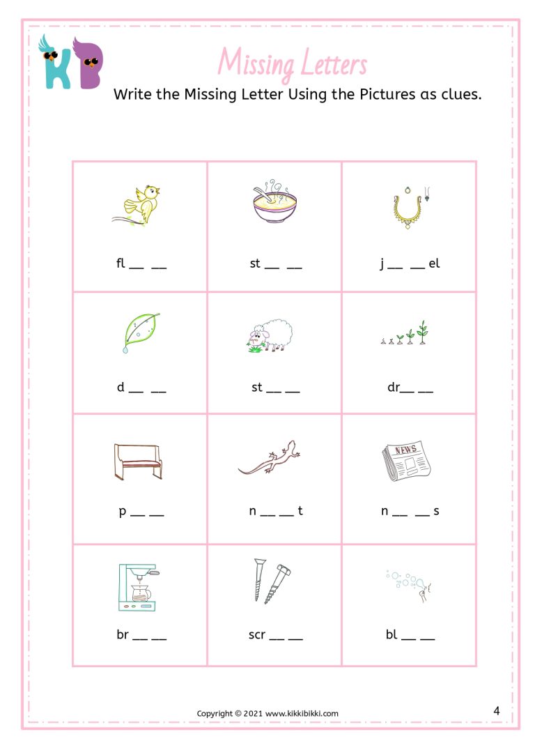 Exploring EW Sounds with Missing Letters Worksheets