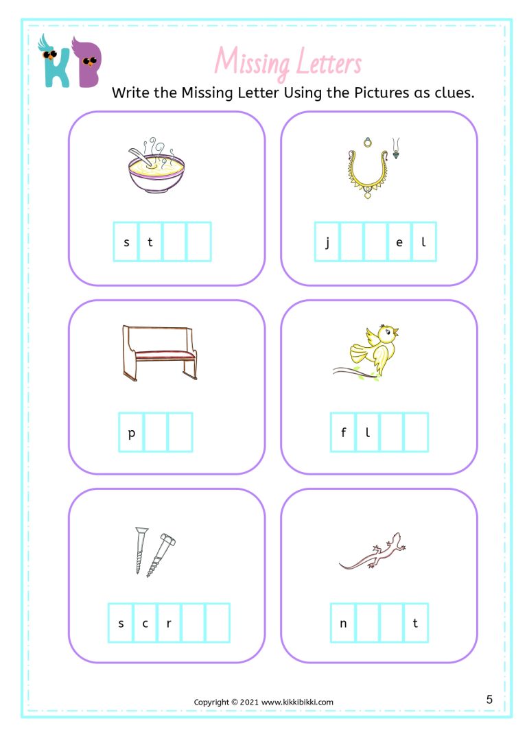 Exploring EW Sounds with Missing Letters Worksheets