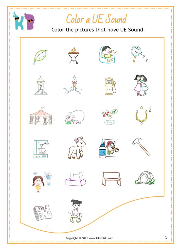 Introduction to 'UE' Sound - Find the Sound Worksheet