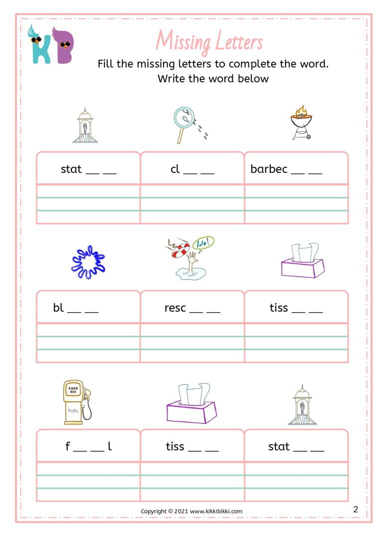 Exploring Phonics: 'UE' Sound - Missing Letters Worksheets