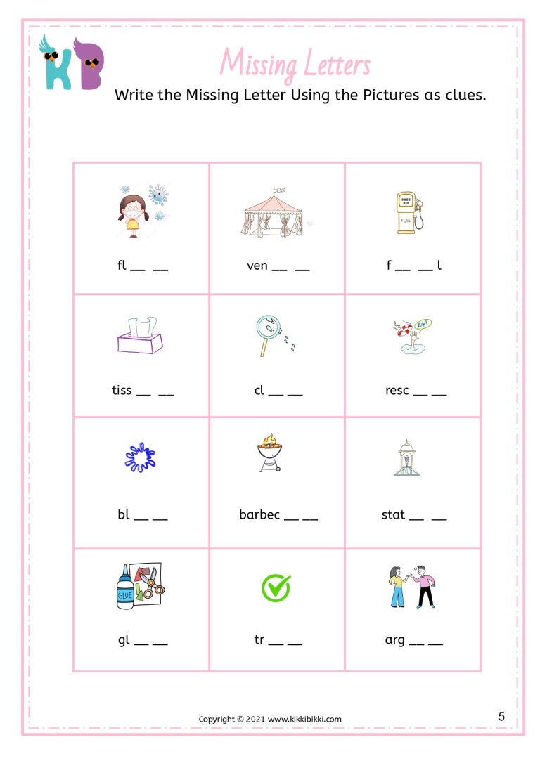 Exploring Phonics: 'UE' Sound - Missing Letters Worksheets