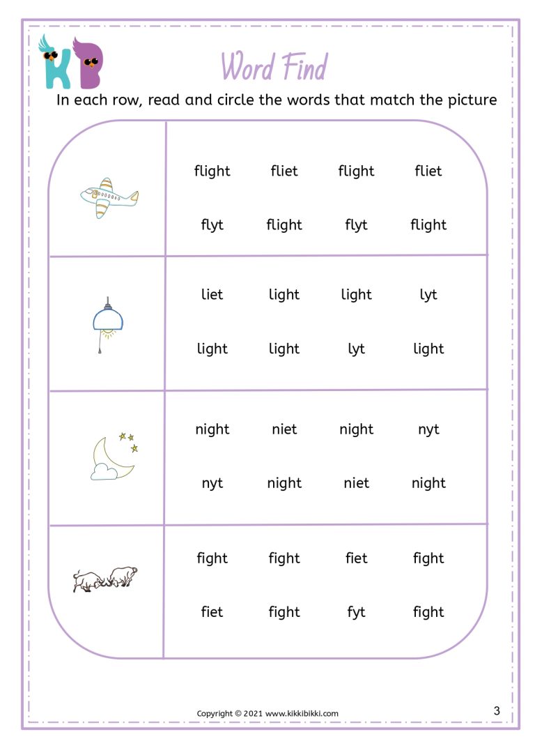 Phonics Fun: Read and Find Words with the 'IGH' Sound