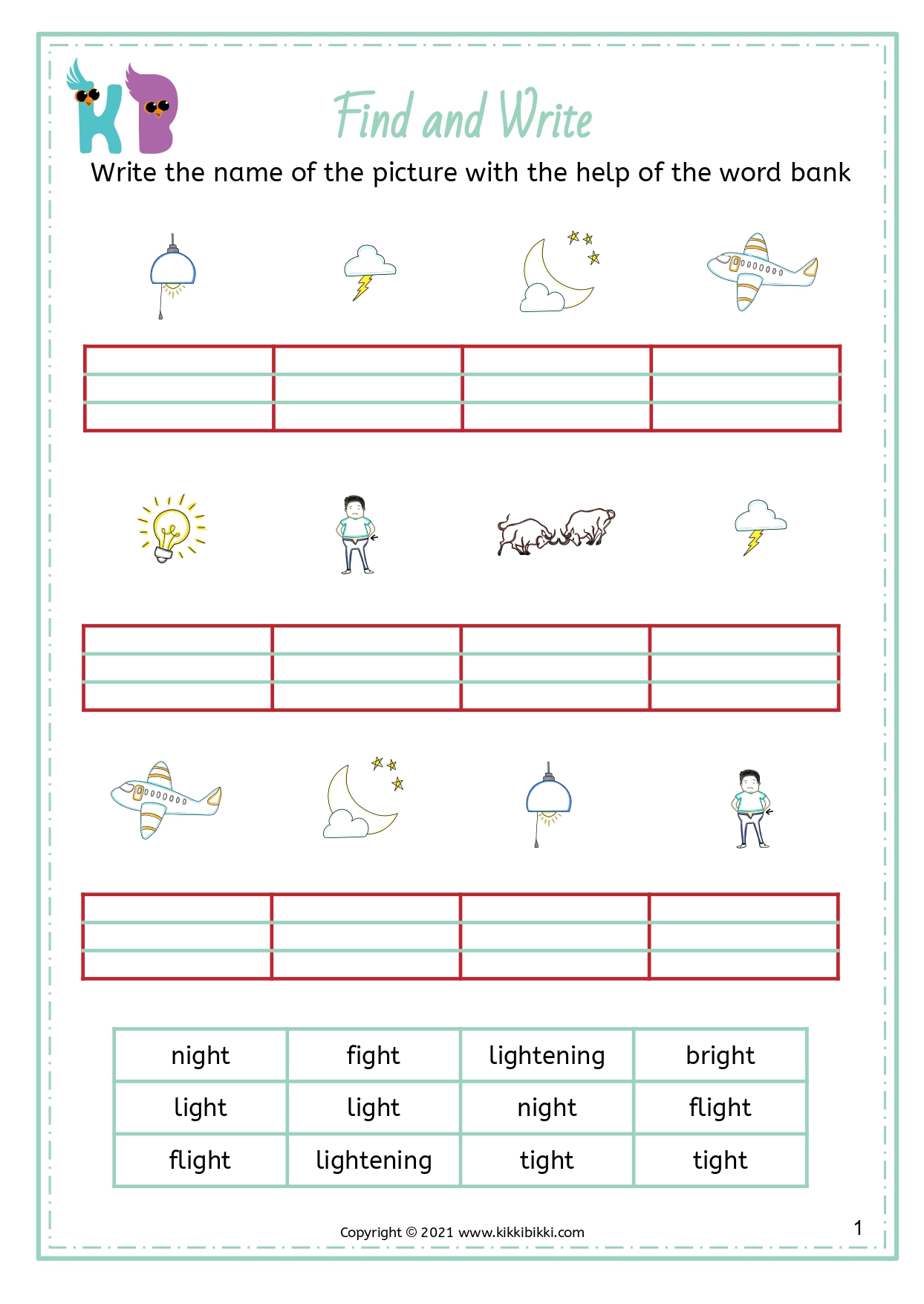 Introduction to the 'IGH' Sound with Find and Write Worksheets