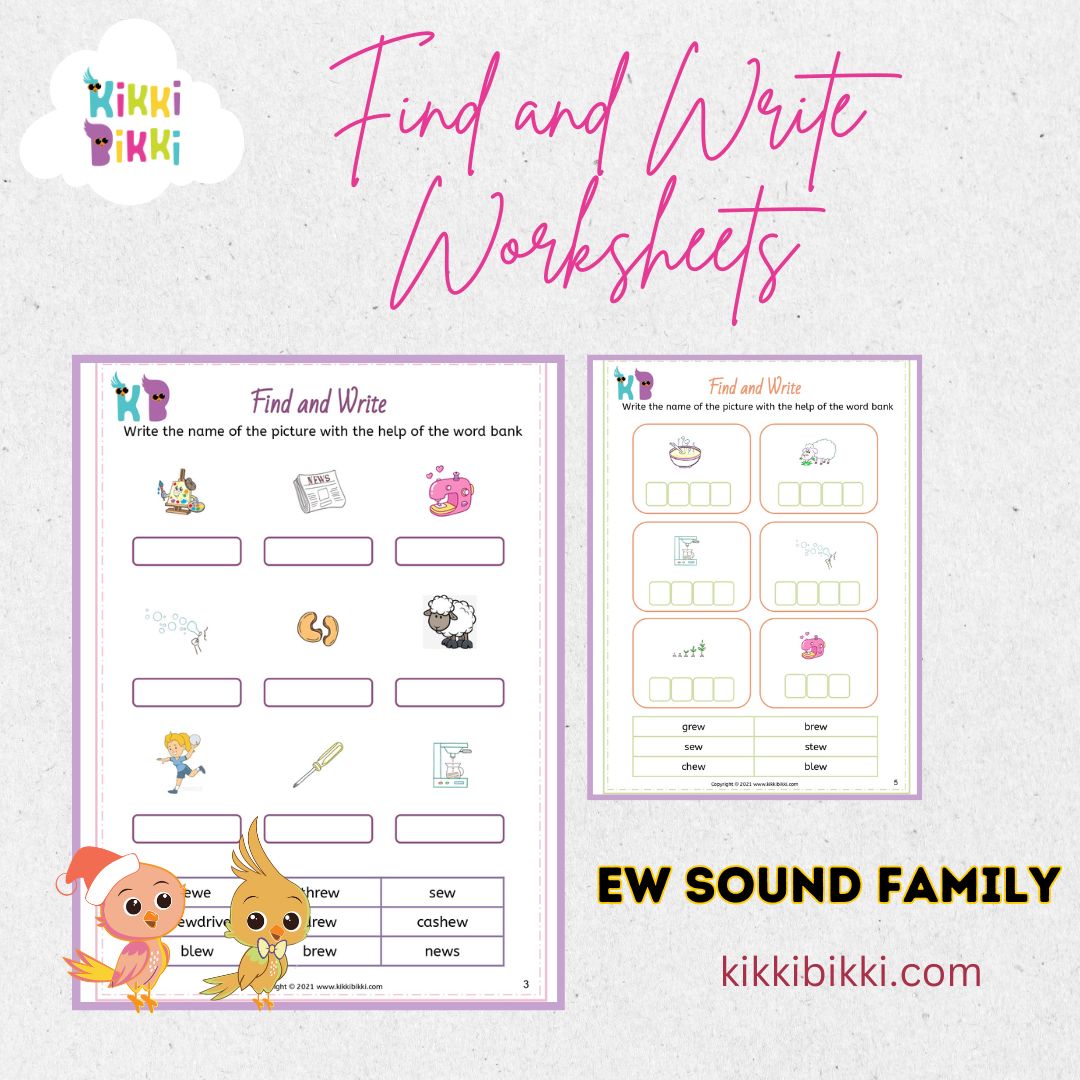 Consonant Digraph EW Sound Find and Write Worksheet