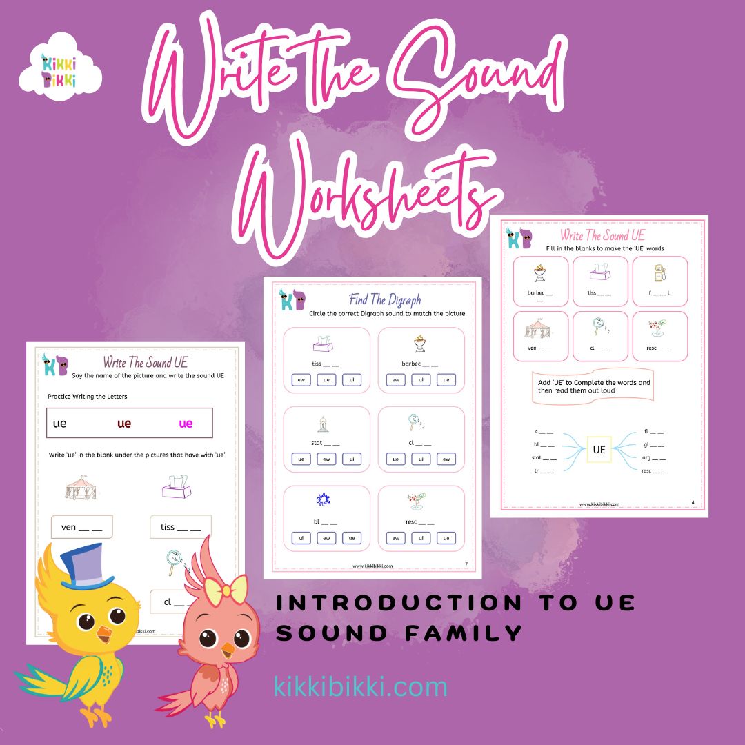 Exploring Vowel Digraphs: UE Sound Worksheets for Kids
