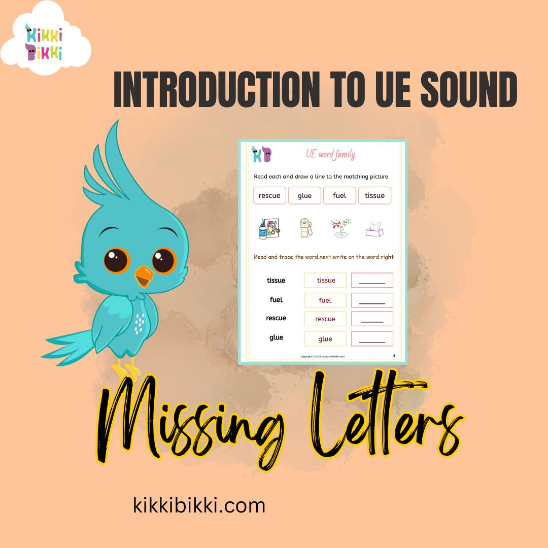 Exploring Phonics: 'UE' Sound - Missing Letters Worksheets