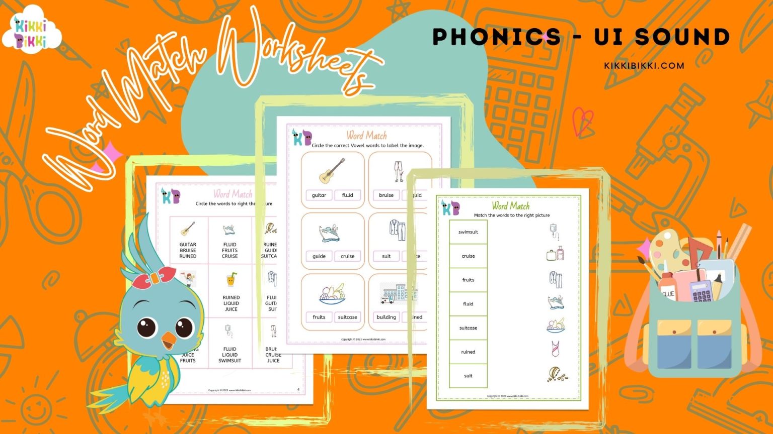 Exploring the "UI" Sound with Interactive Word Match Worksheets