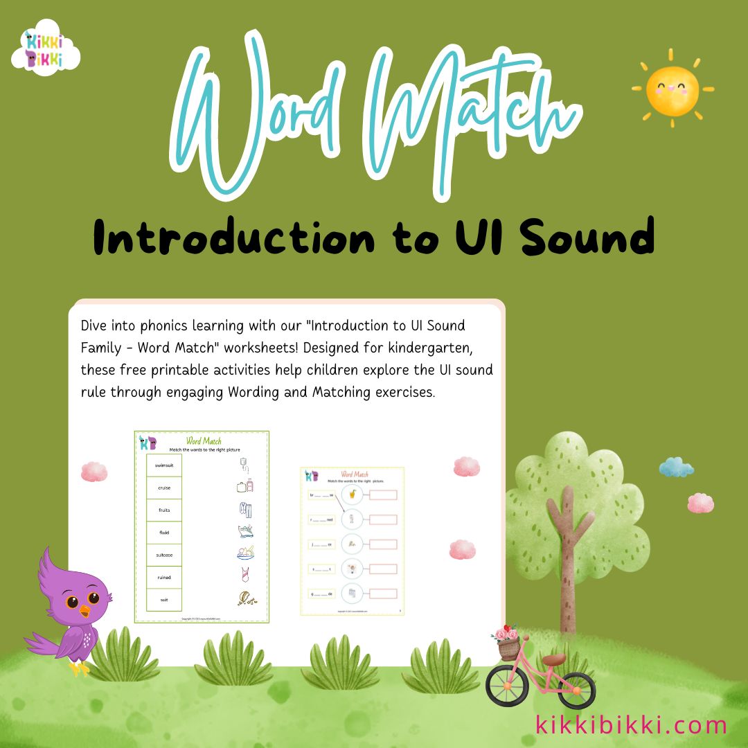 Exploring the "UI" Sound with Interactive Word Match Worksheets