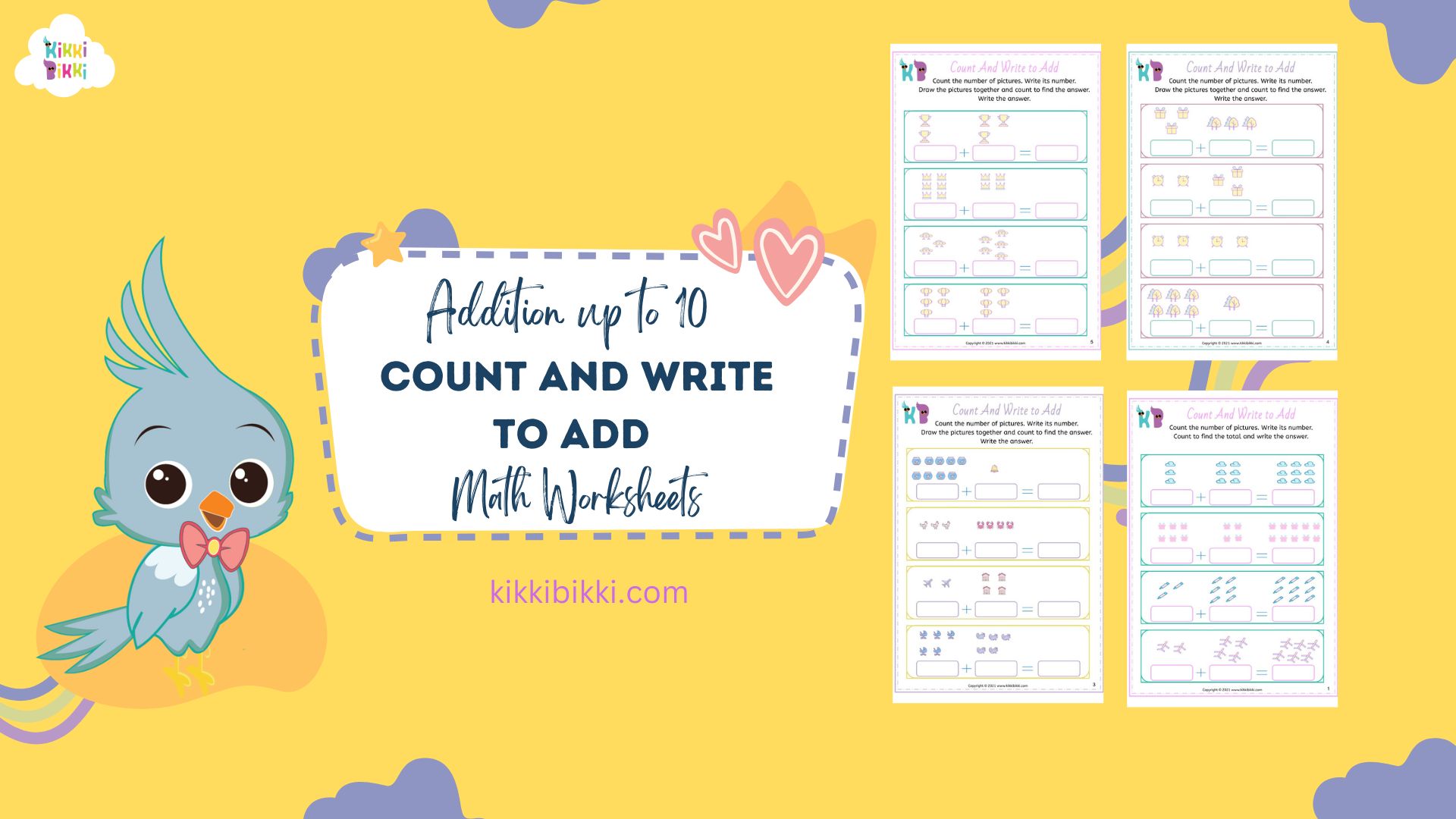 Fun Math Practice: Addition Up to 10 Worksheets for Kindergarten
