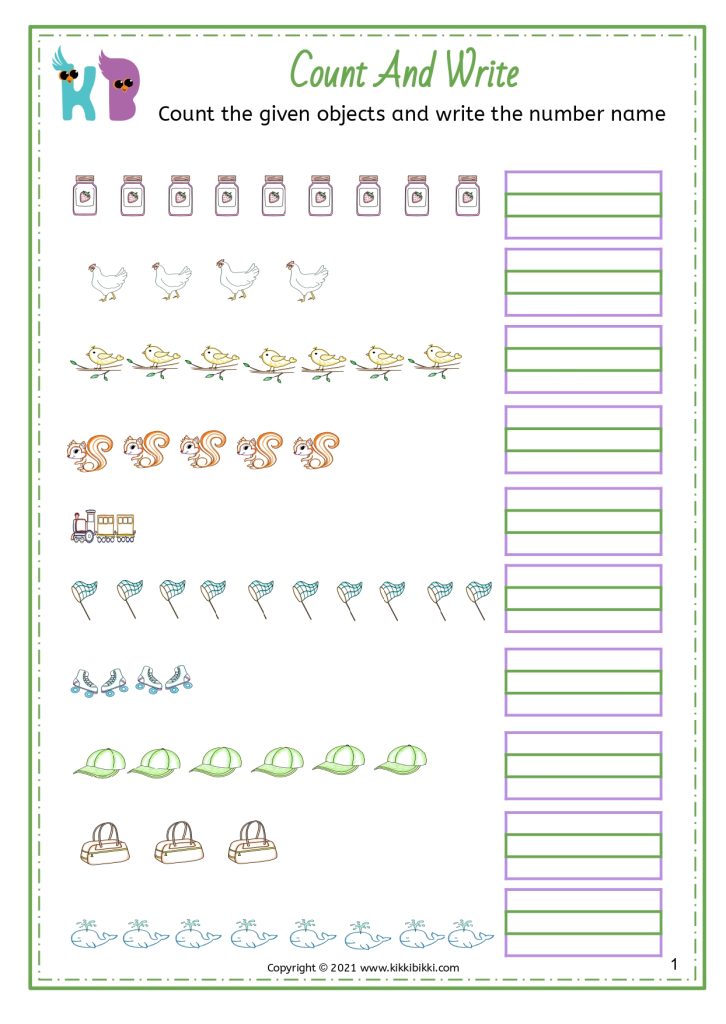 Math Magic: Number Names - Count and Write Worksheet