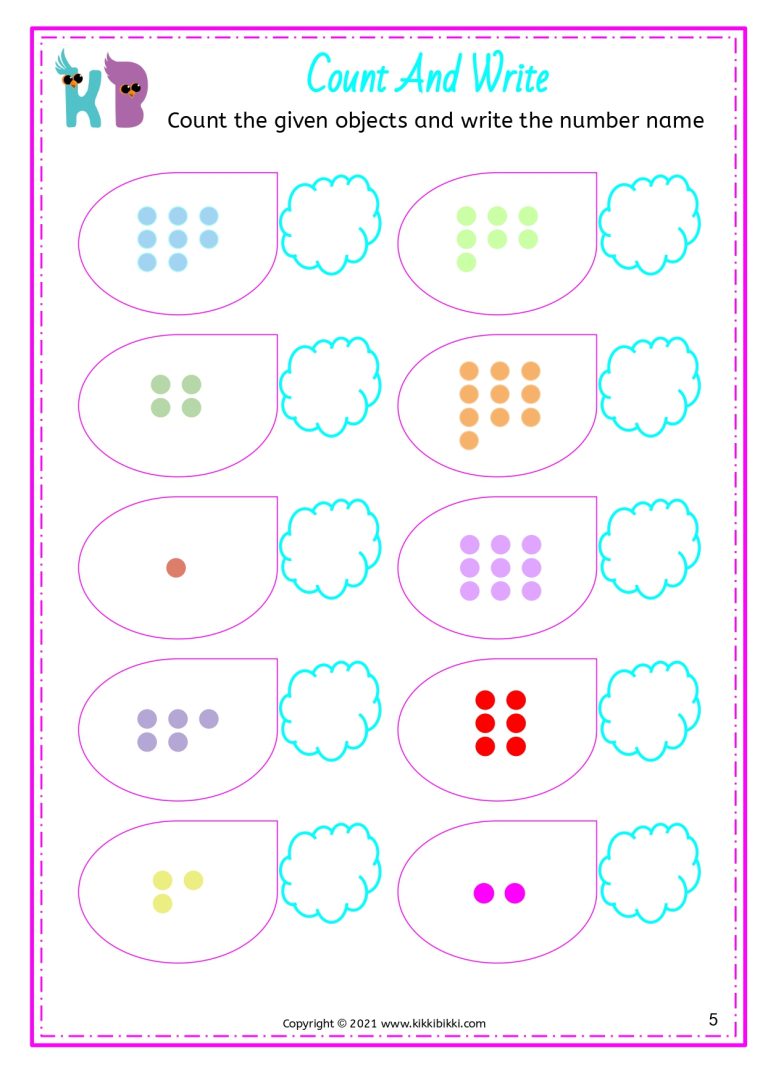 Math Magic: Number Names - Count and Write Worksheet